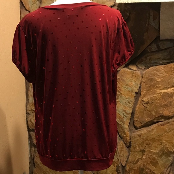 Worthington | Tops | Crew Neck Dark Red Shirt | Poshmark
